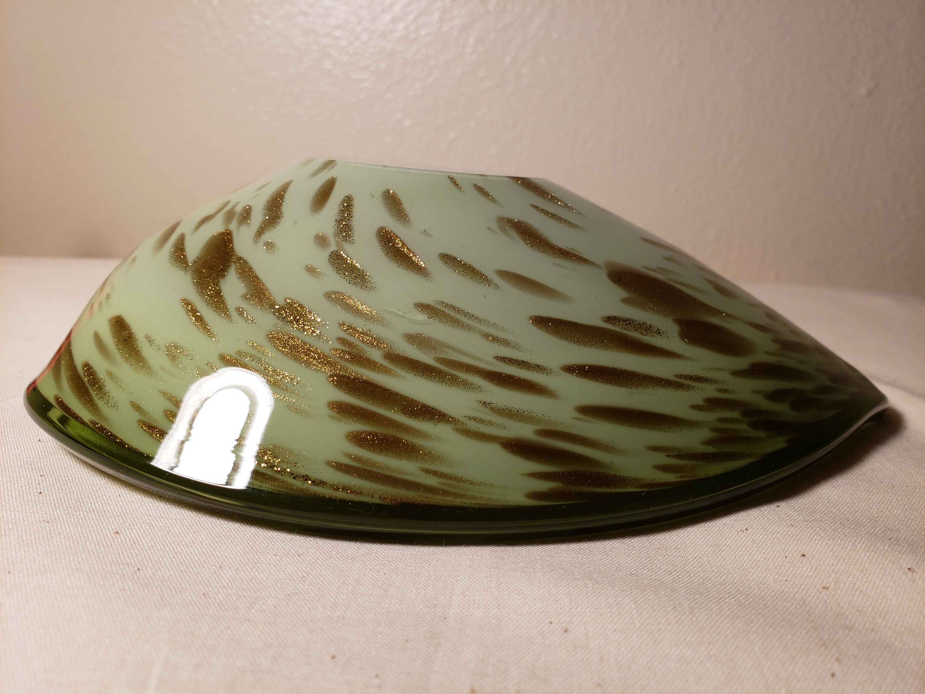 Leaf Motif With Gold Flakes Art Glass - Etsy