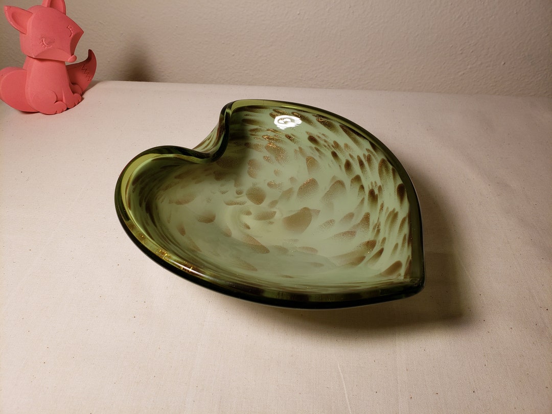 Leaf Motif With Gold Flakes Art Glass - Etsy