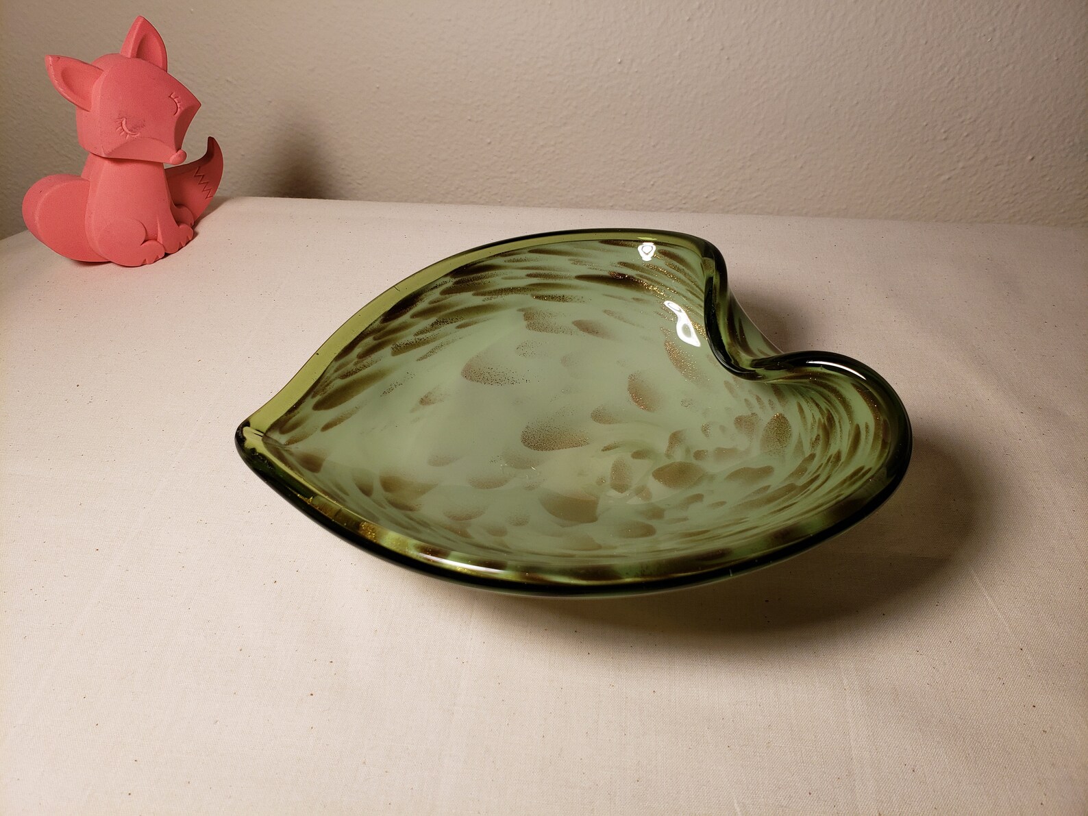 Leaf Motif With Gold Flakes Art Glass - Etsy