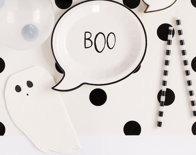 BOO Plates and Ghost Napkins Set, Halloween Tableware, Halloween Party ...