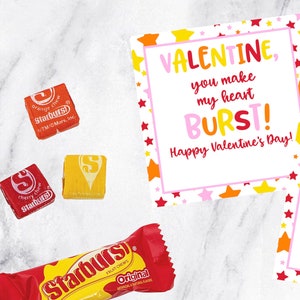 Starburst Valentine, Printable Valentines, Starburst Gift Tag, You Make ...