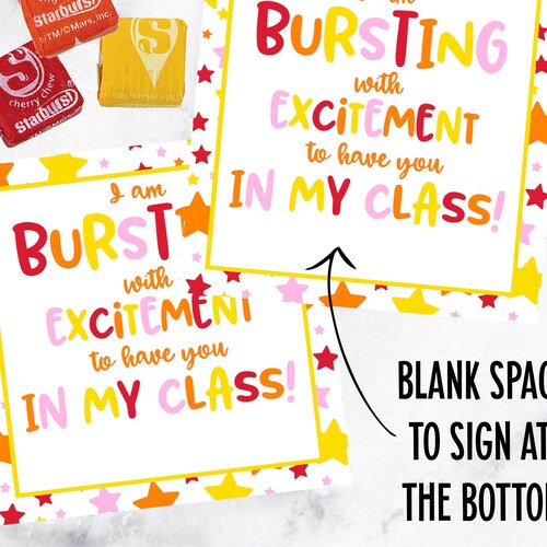 Gift for Teacher Bursting With Excitement First Day of - Etsy