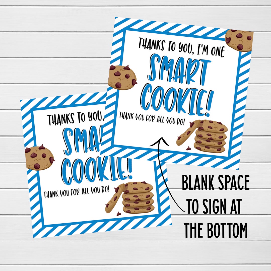 Teacher Appreciation Gift Tag, Smart Cookie Gift Tag, Printable Gift ...
