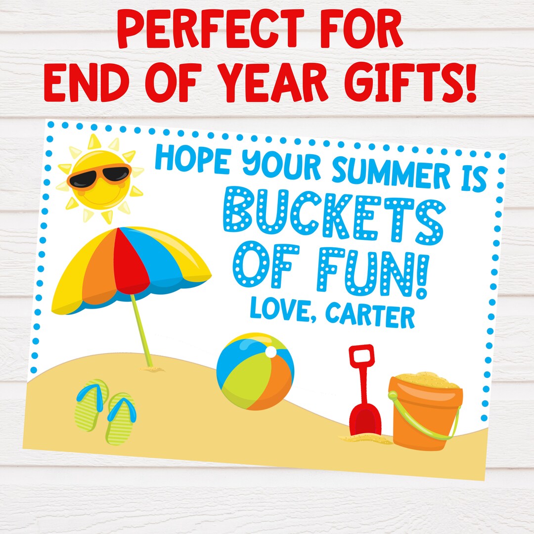 Personalized End of Year Gift, Buckets of Fun, Printable, Digital File ...