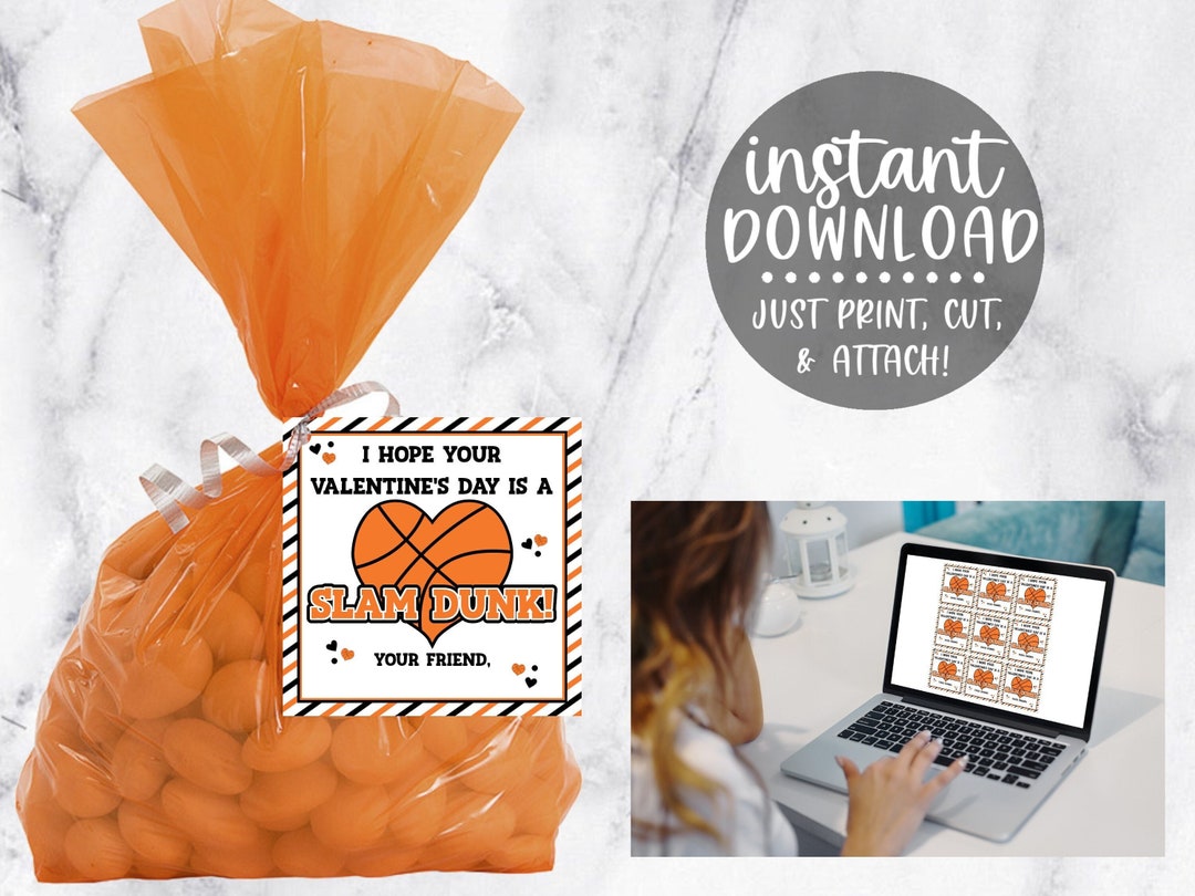 Basketball Valentines, Slam Dunk Valentines, Basketball Team Tags ...