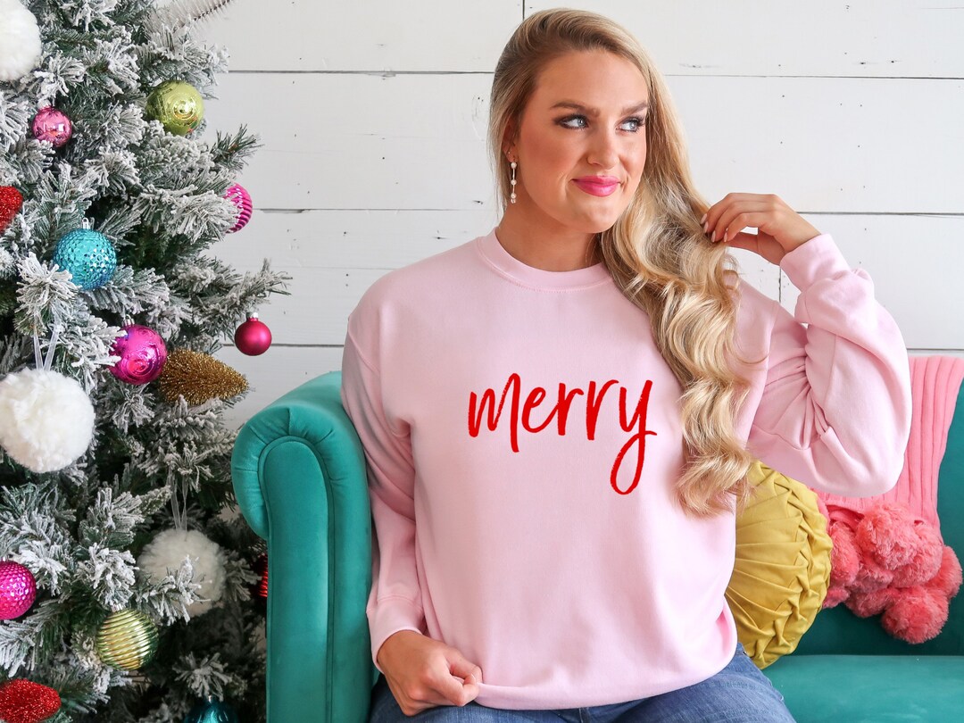 Merry Sweatshirt, Christmas Sweatshirt, Gildan 18000, Holiday ...