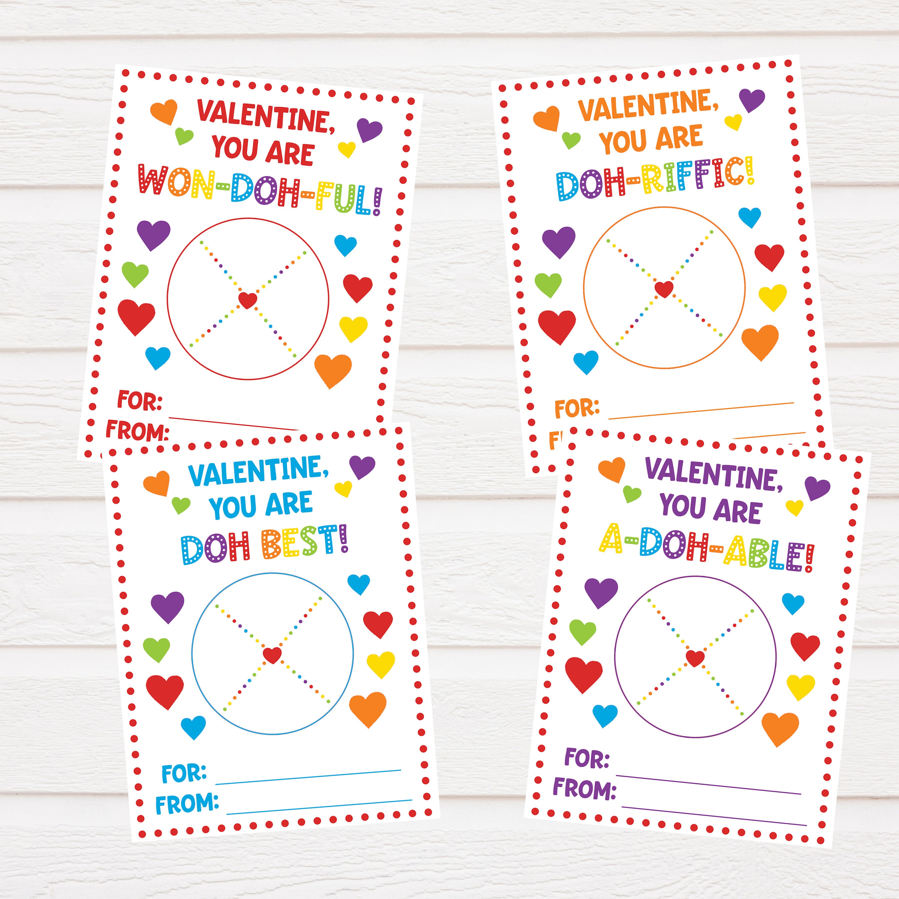 Playdoh Valentines Printable Valentine Cards Non-candy - Etsy