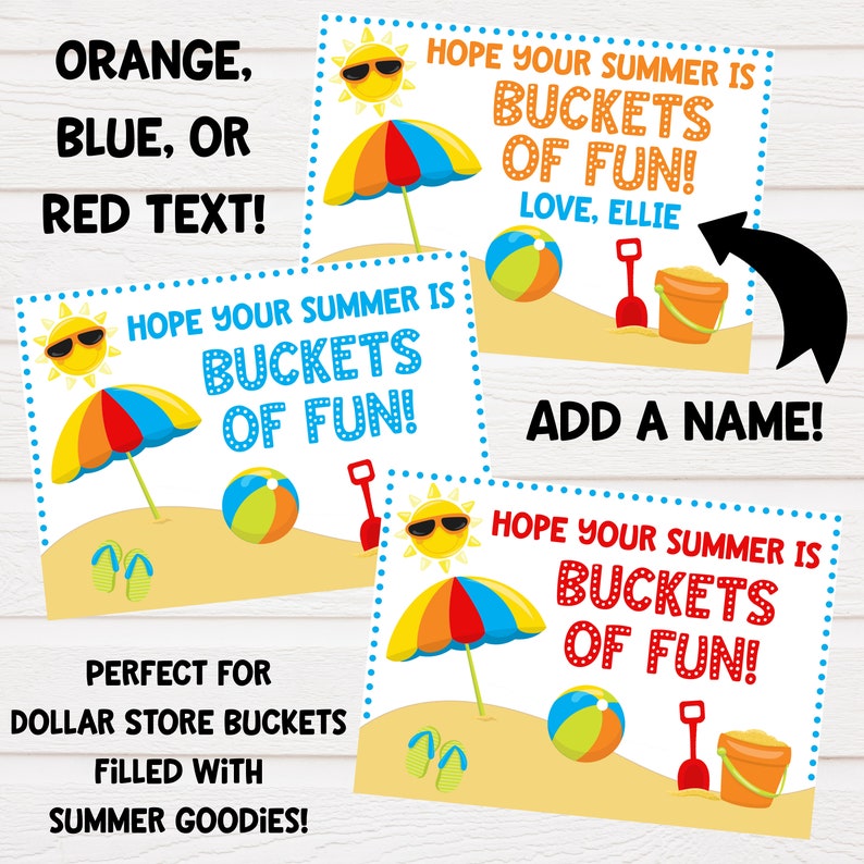 End of Year Gift Buckets of Fun Printable Digital File | Etsy