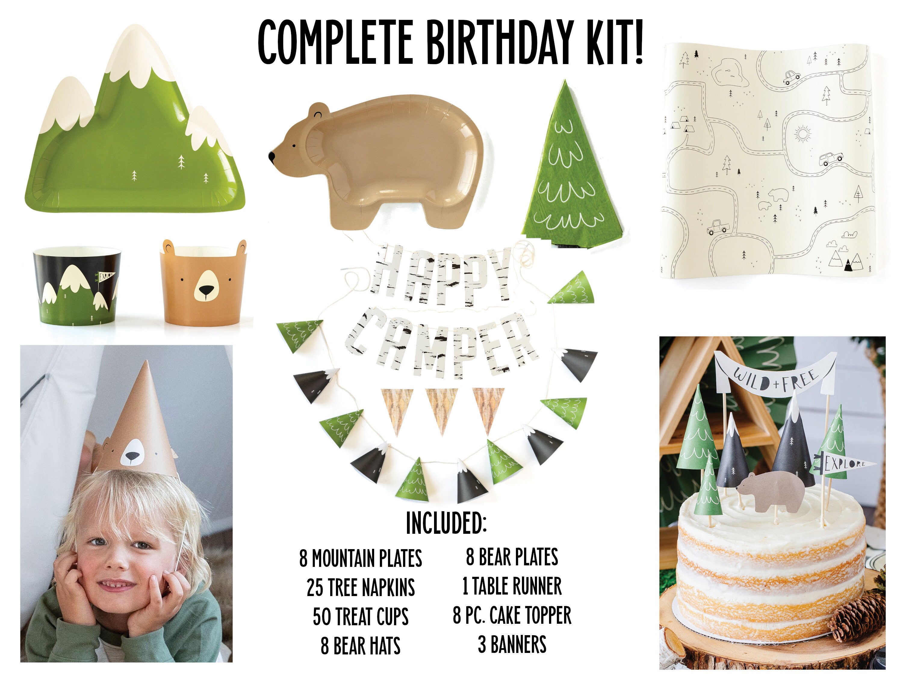 Adventure Birthday Set Adventure Awaits Happy Camper - Etsy