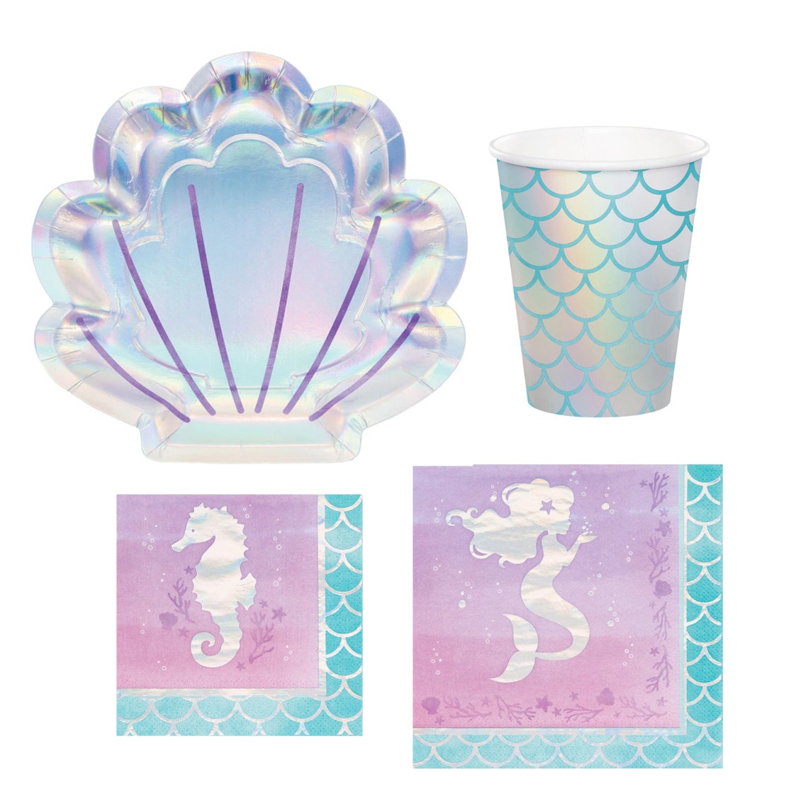 Mermaid Cocktail Napkins, Mermaid Birthday Party Supplies, Under the ...