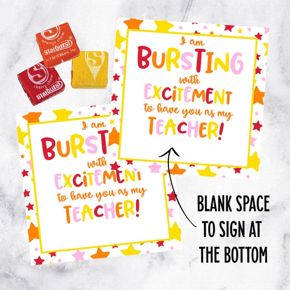 Gift for Teacher Bursting With Excitement First Day of - Etsy