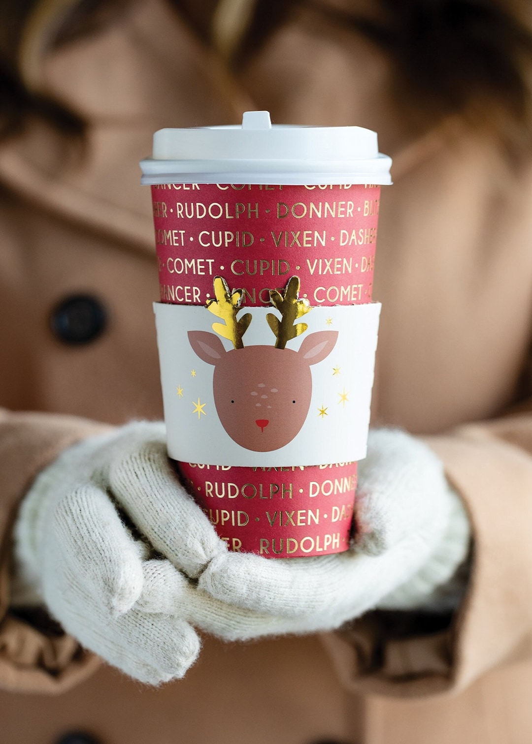 Rudolph Coffee Cups, Reindeer Coffee Cups, Christmas Coffee Cups ...
