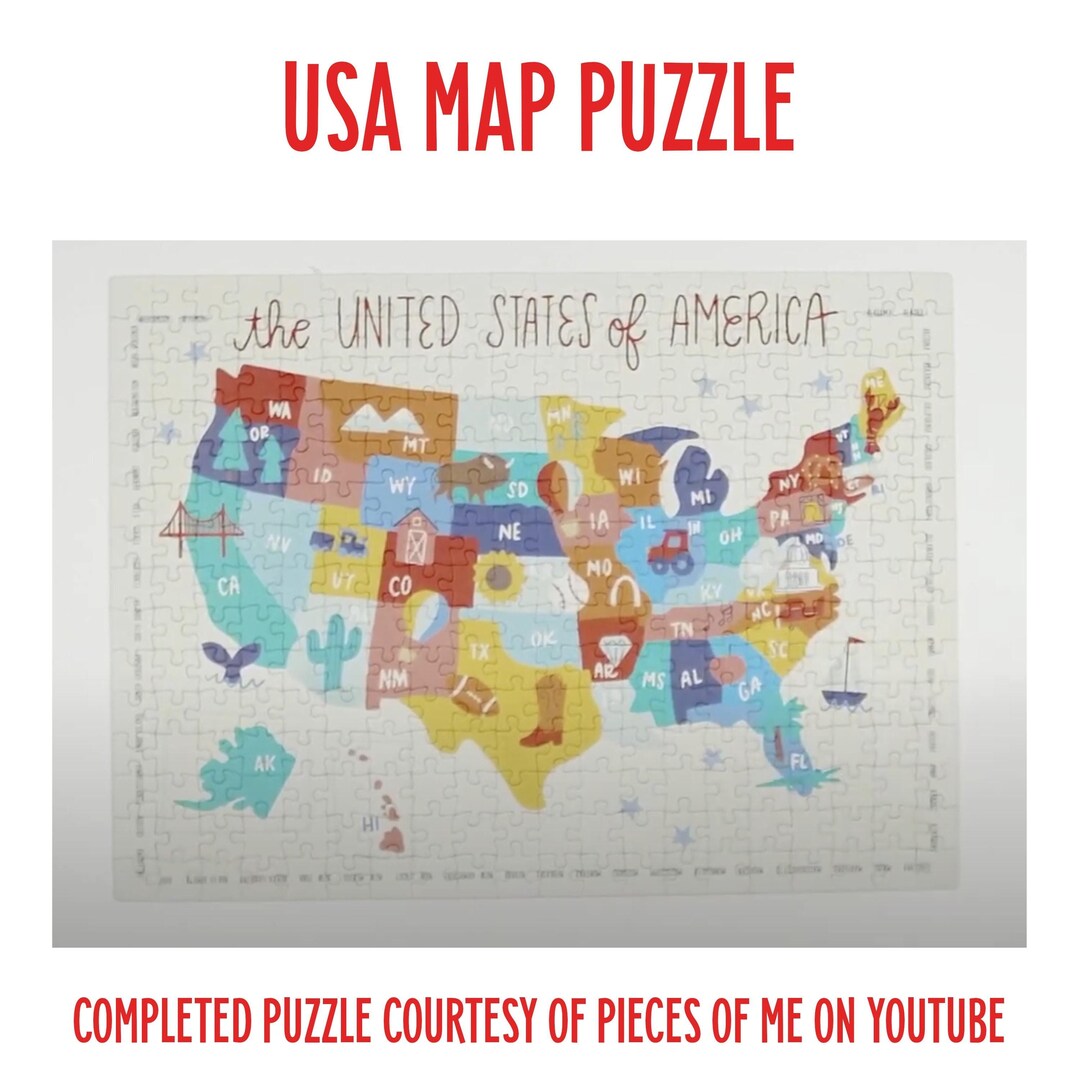 USA Puzzle, USA Map Puzzle, United States Puzzle, 4th of July Party ...