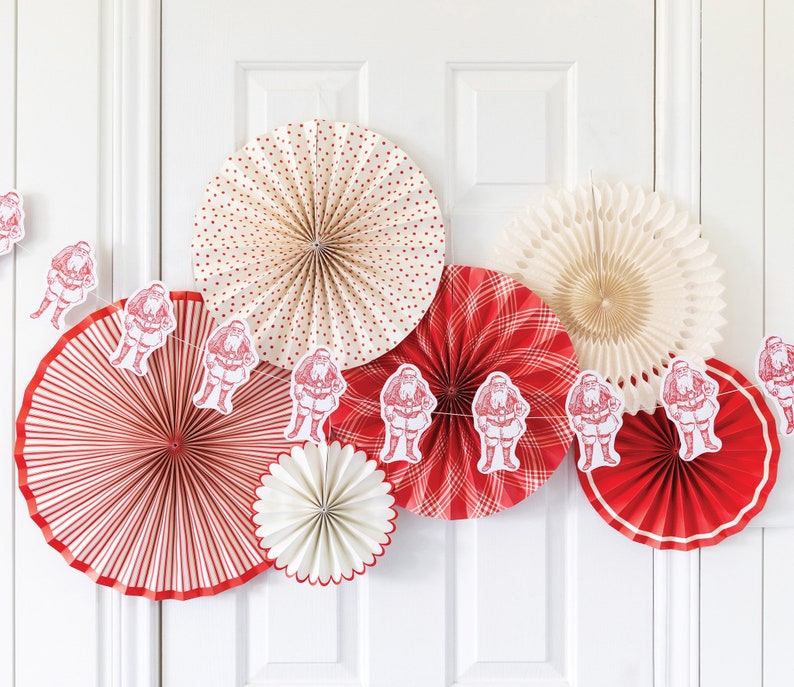 Red and Cream Fans Christmas Decor Paper Party Fans Photo - Etsy