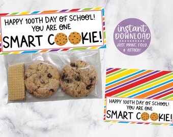 100th Day of School Bag Topper, INSTANT EDITABLE DOWNLOAD, 100 Days ...