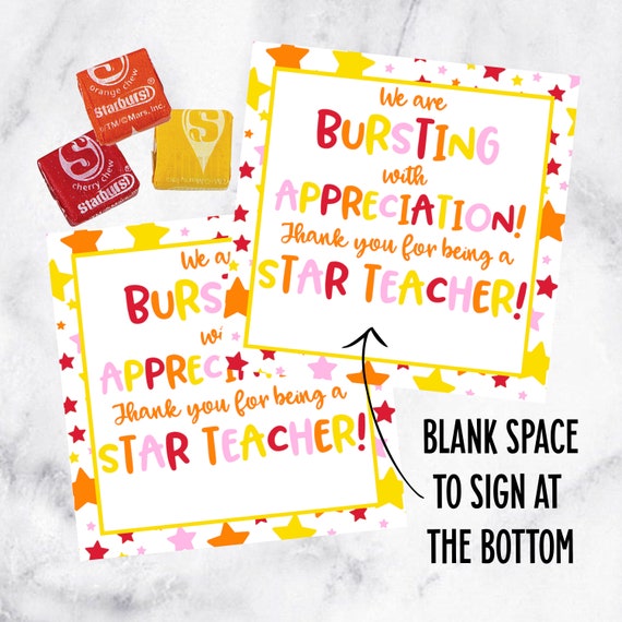Printable Bursting With Appreciation Starburst Gift Tags, 43% OFF