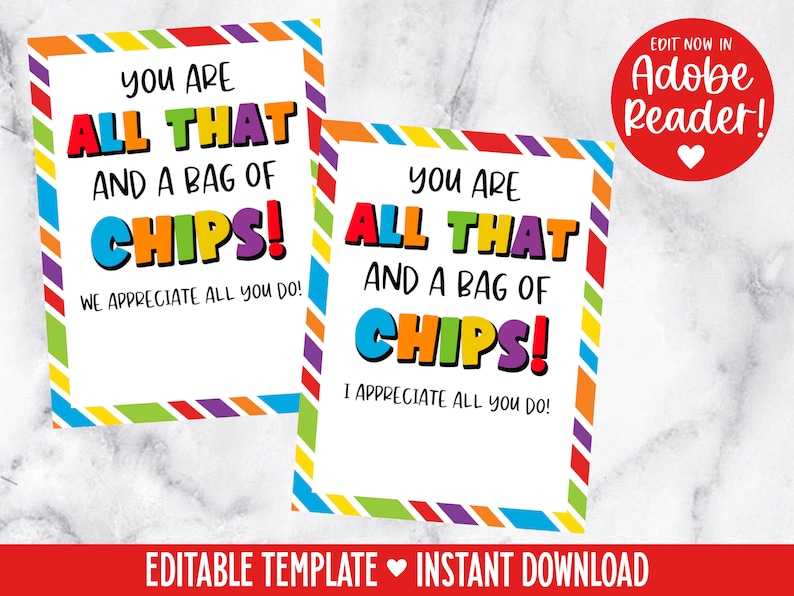 Teacher Appreciation Tag, All That and a Bag of Chips, Teacher Gift ...