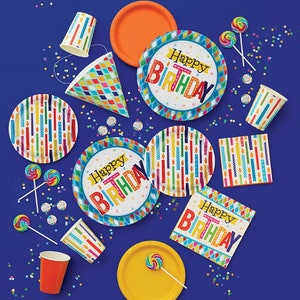 Birthday Party in a Box Kit, Birthday Tableware, Happy Birthday Plates ...