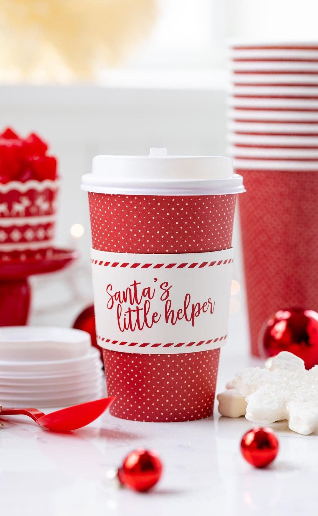 Santa's Little Helper Coffee Cups, Santa Coffee Cups, Christmas Coffee ...