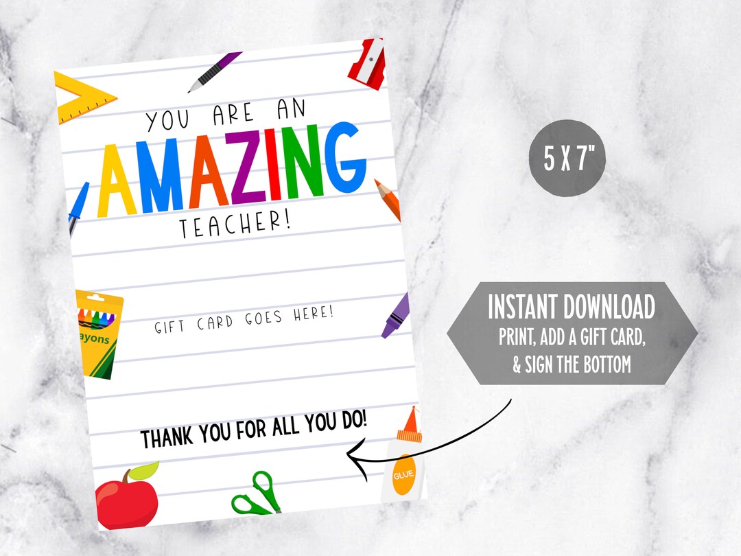 Teacher Gift Card Holder, Amazing Teacher, Gift for Teacher, Teacher ...