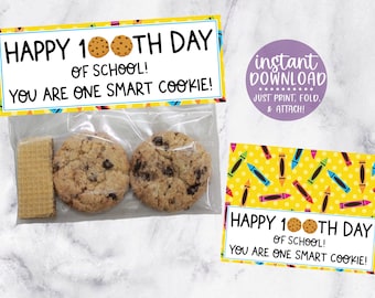 100th Day of School Bag Topper, INSTANT DOWNLOAD, 100 Days Smarter ...