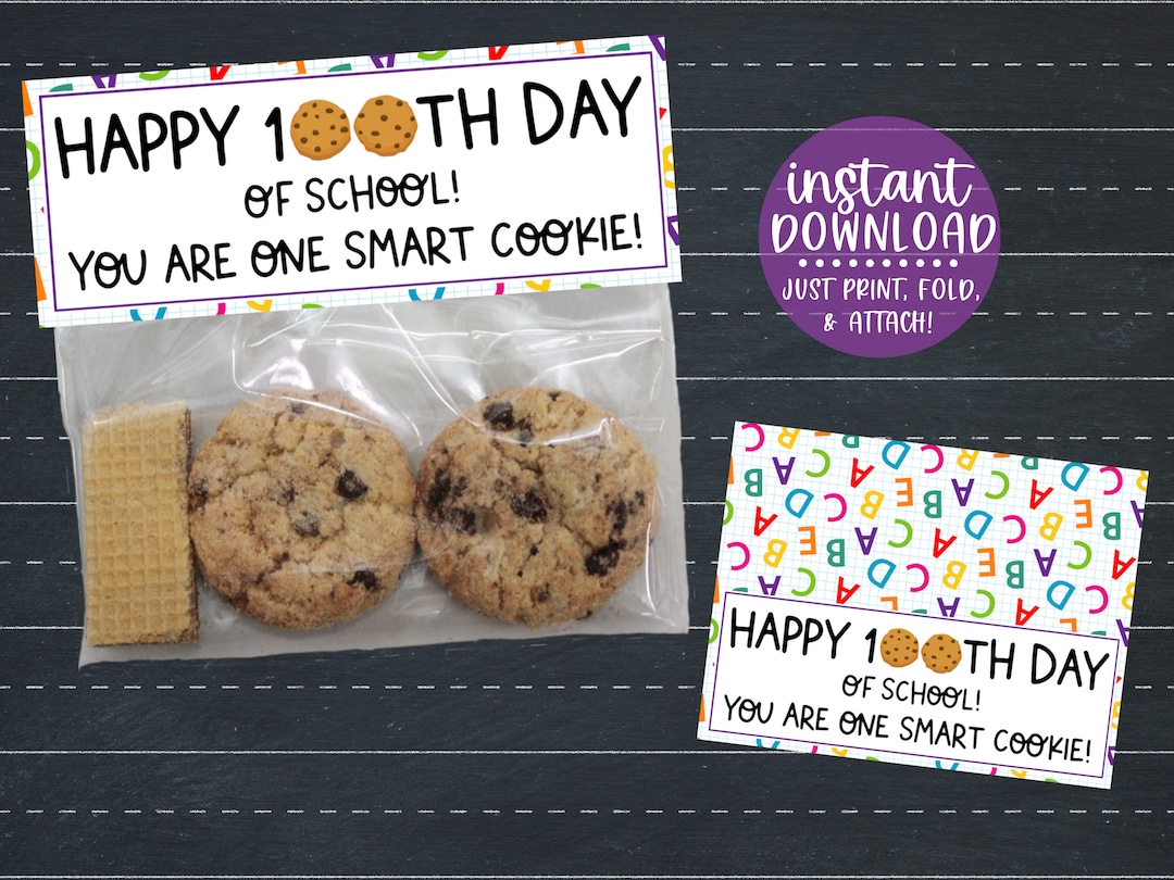 Happy 100th Day of School Bag Topper, One Smart Cookie, 100 Days of ...