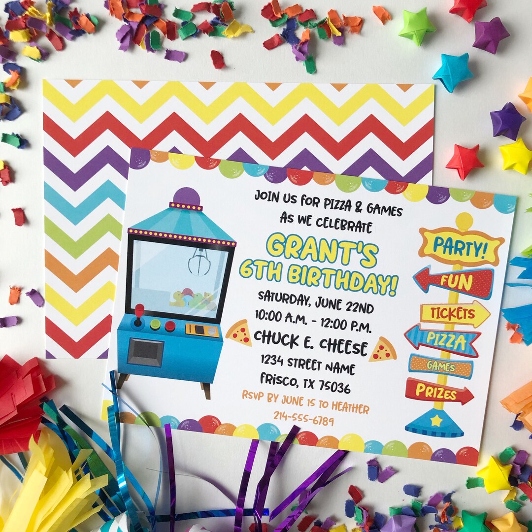 Pizza Party Invitation, Arcade Invitation, Arcade Birthday, Arcade ...