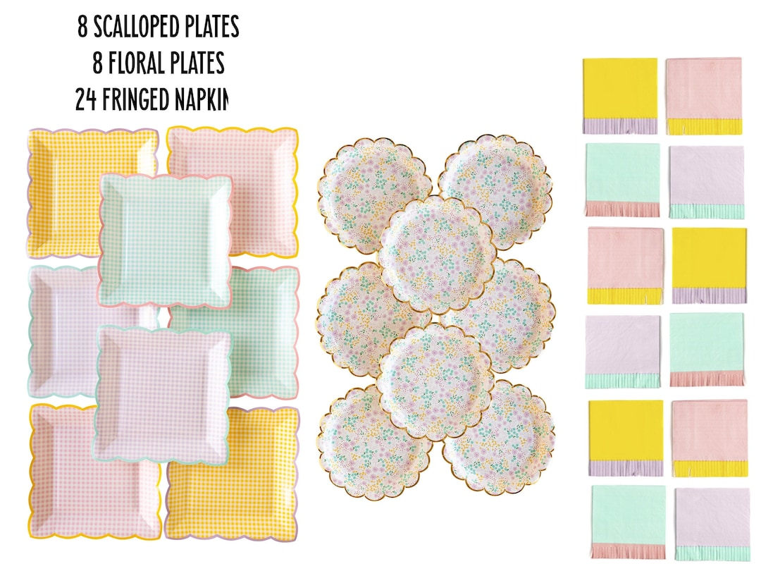 Easter Tableware Set, Easter Plates, Spring Plate Set, Gingham Plates ...