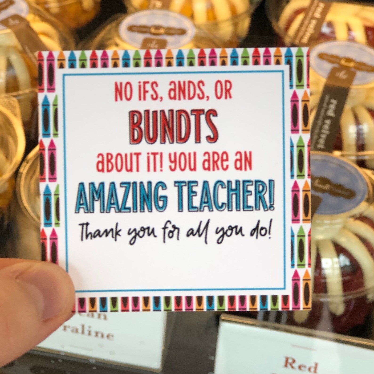 Teacher Appreciation Gift Tag, Teacher Bundt Cake Gift Tag, Bundt Cake ...
