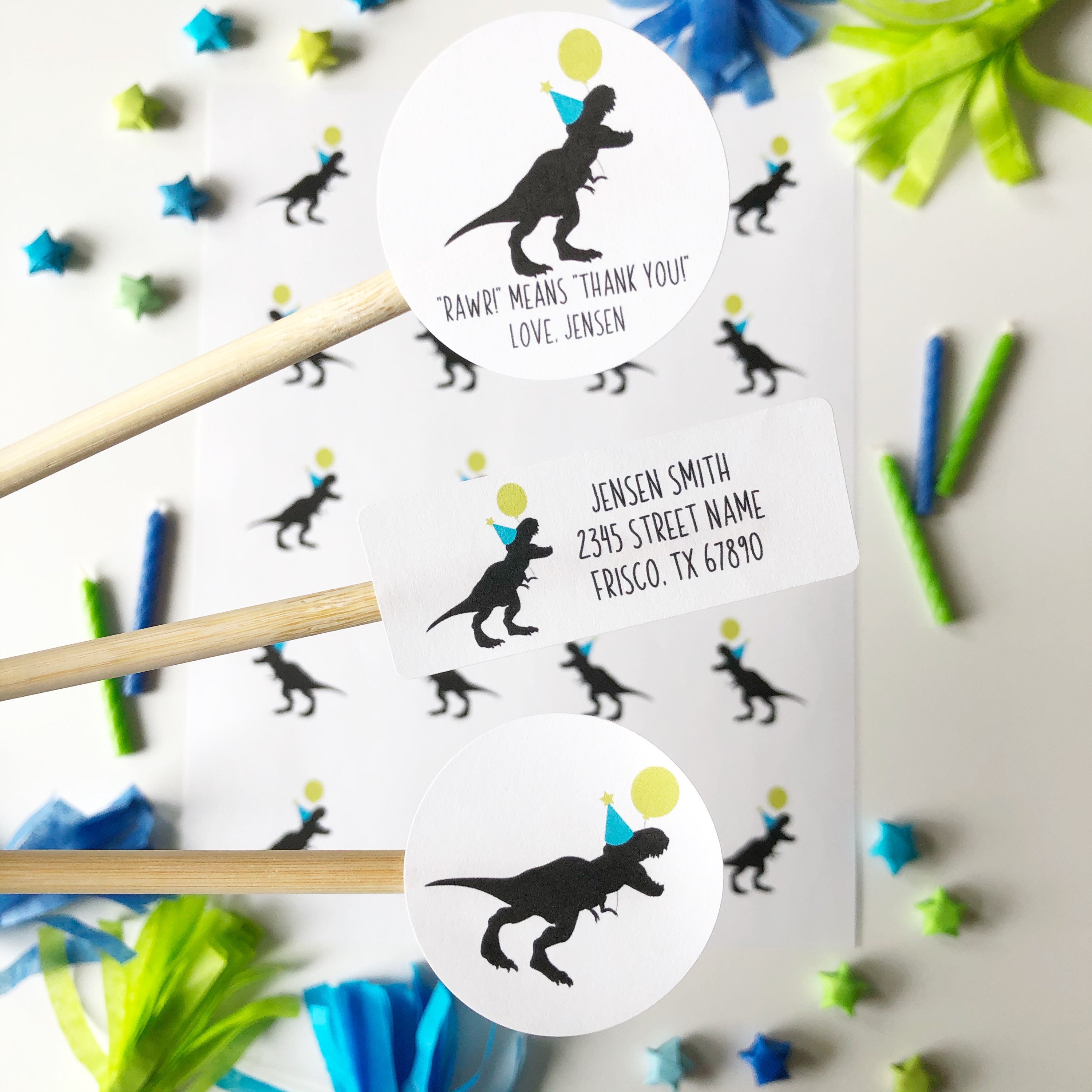 Dinosaur Birthday Stickers Dinosaur Stickers Birthday Party | Etsy