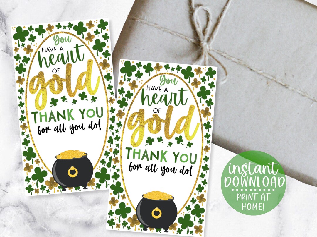 St. Patrick's Day Thank You Tags, Printable Thank You Tags ...