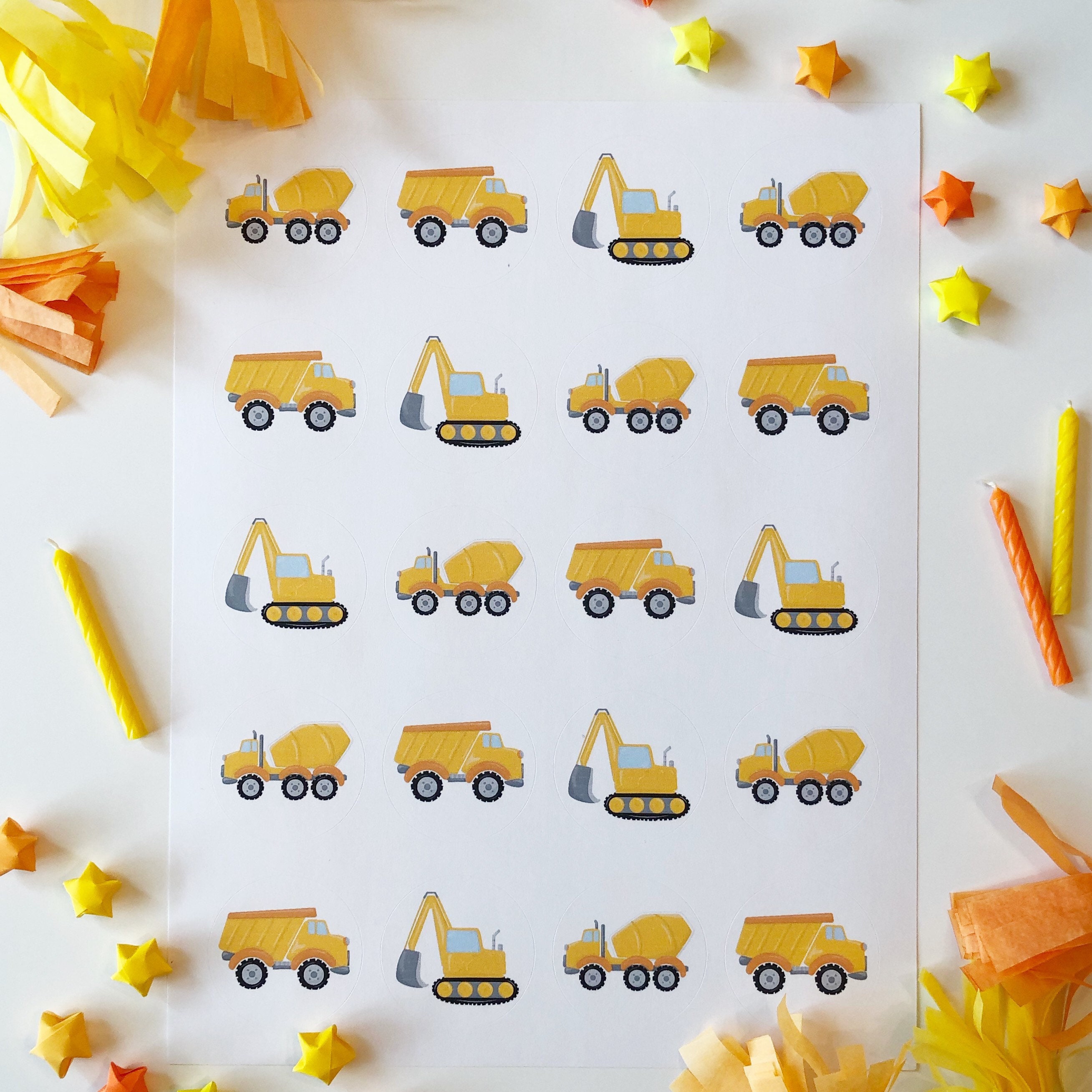 Construction Birthday Stickers Construction Stickers | Etsy