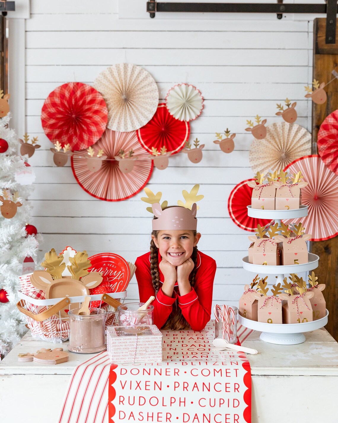 Red and Cream Fans Christmas Decor Paper Party Fans Photo - Etsy