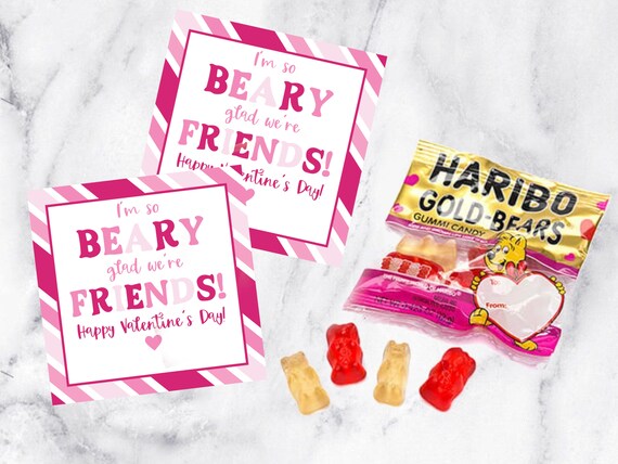 Beary Glad We're Friends Gummy Bear Valentines Printable | Etsy