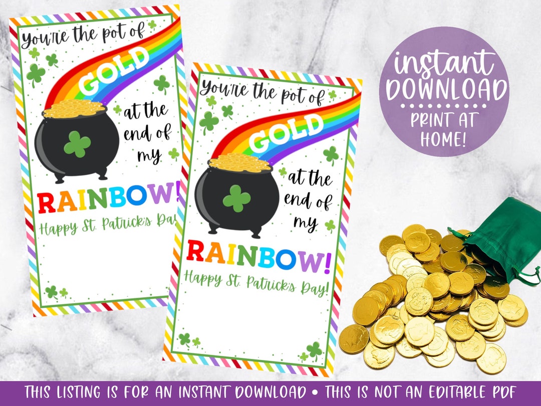 Pot of Gold Gift Tags, Instant Download, St. Patrick's Day Tags ...
