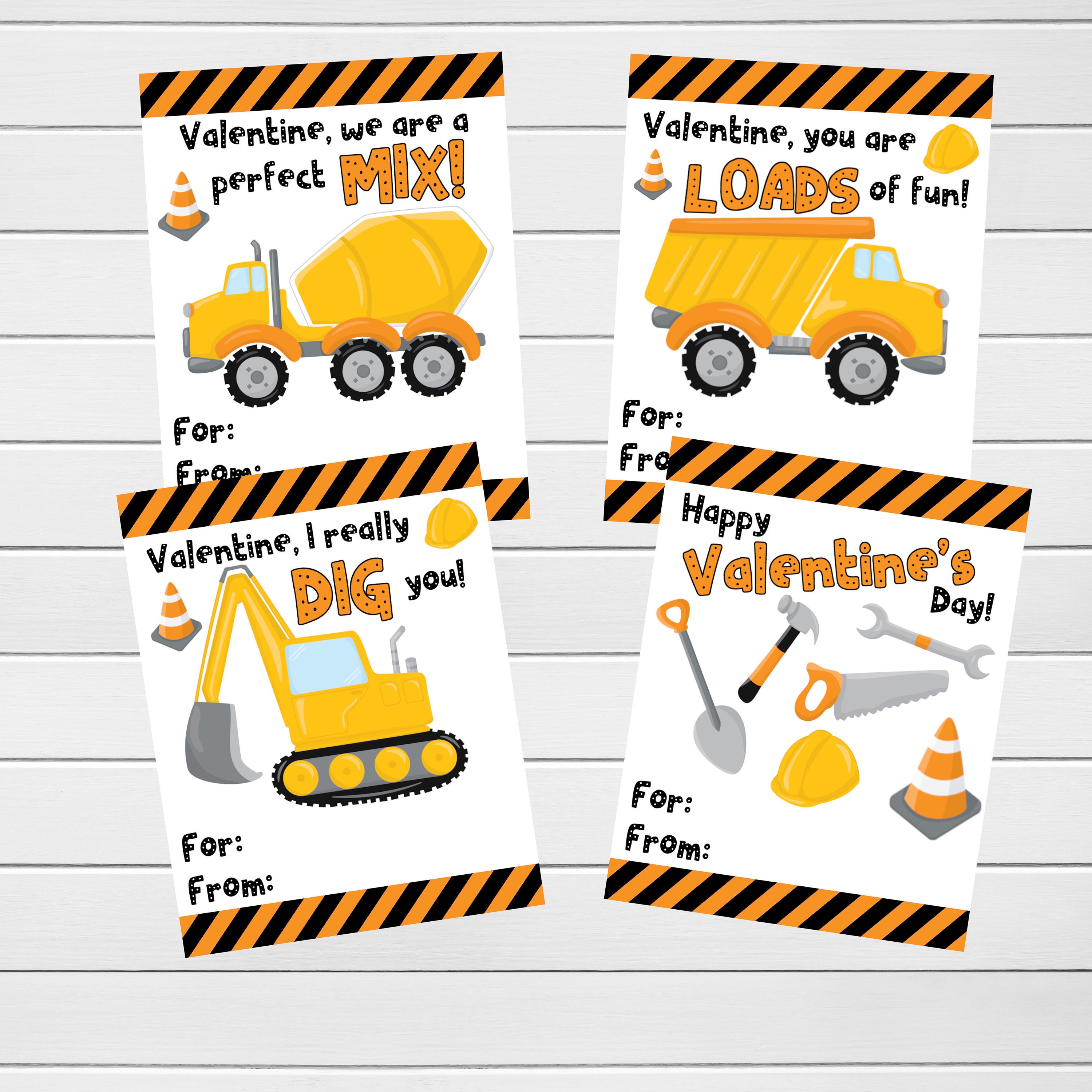 Construction Valentines Class Valentines Party Printable | Etsy