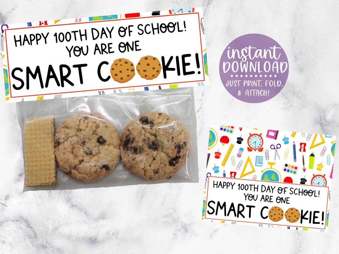Smart Cookie Bag Topper, Happy 100th Day of School, 100 Days of School ...