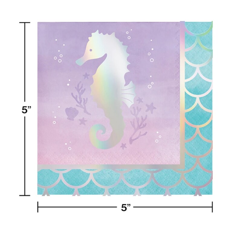 Mermaid Cocktail Napkins, Mermaid Birthday Party Supplies, Under the ...