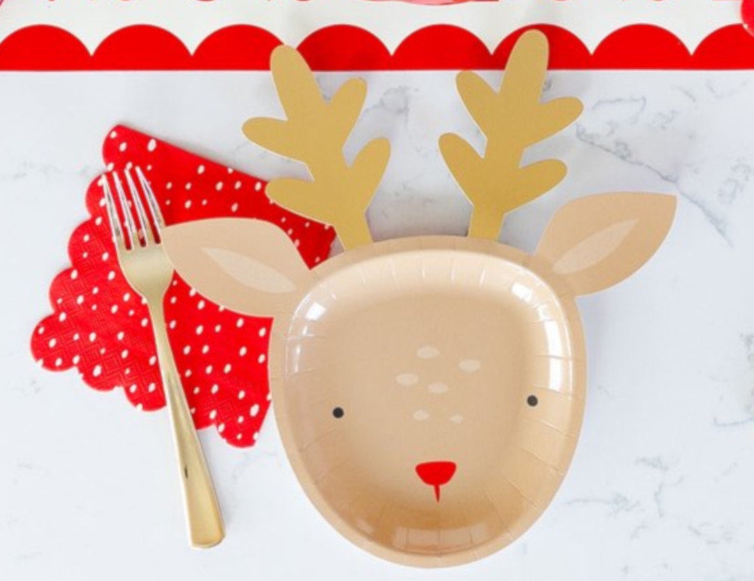 Rudolph Plates and Napkins, Reindeer Plates, Plates and Napkins Set ...