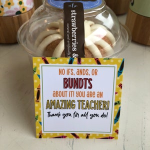 Teacher Appreciation Gift Tag, Teacher Bundt Cake Gift Tag, Bundt Cake ...