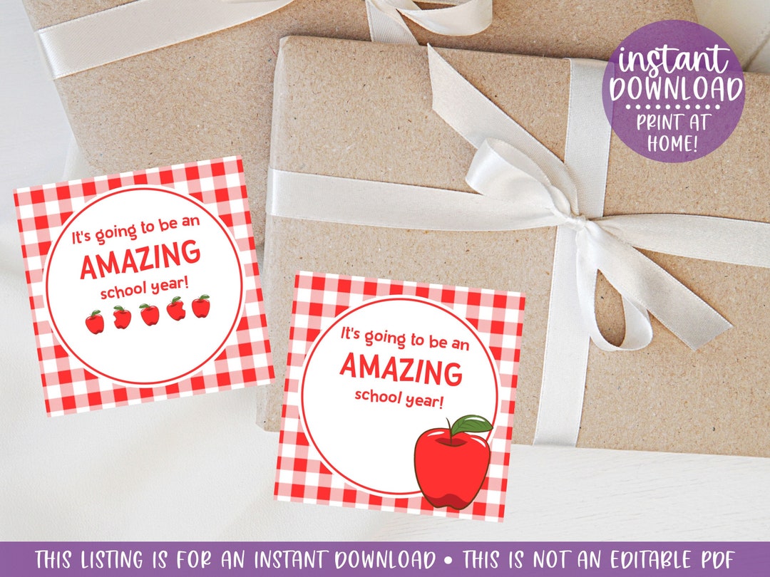 Red Apple Gift Tags, Teacher Appreciation Tags, Back to School Tags ...