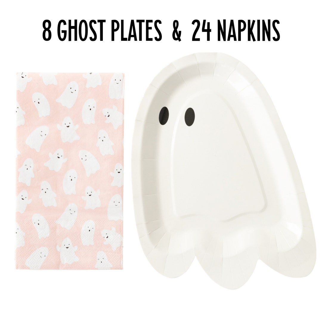 Ghost Plates and Napkins Set, Halloween Party Supplies, Ghost Shaped ...