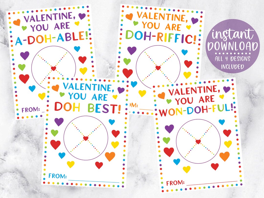 Playdoh Valentine Cards, Printable Valentines, Non-candy Valentine ...