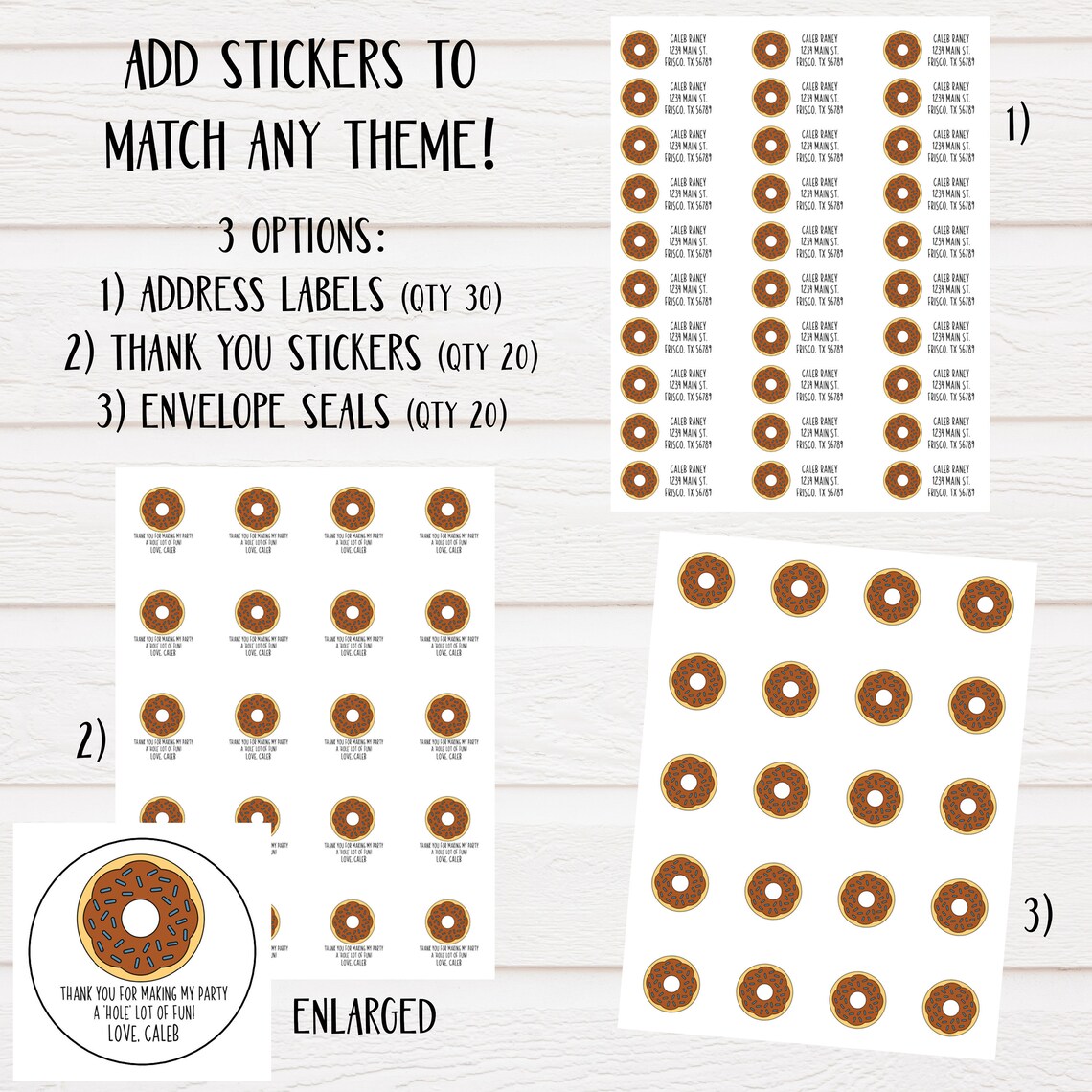 Donut Stickers Birthday Party Stickers Kids Address Labels | Etsy