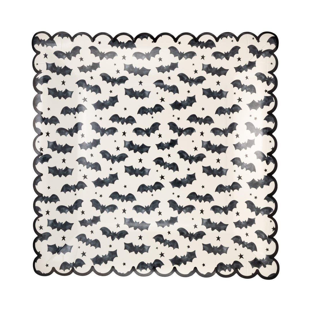 Bat Plates, Halloween Plates, 10 Inch Square With Scalloped Edges - Etsy