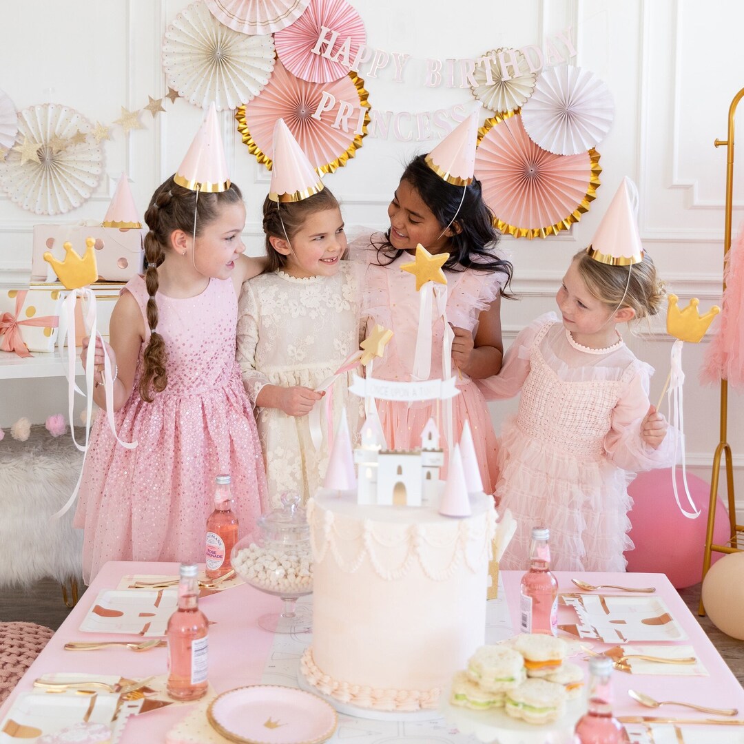 Princess Party Hats, Princess Birthday, Pink and Gold Party Hat ...