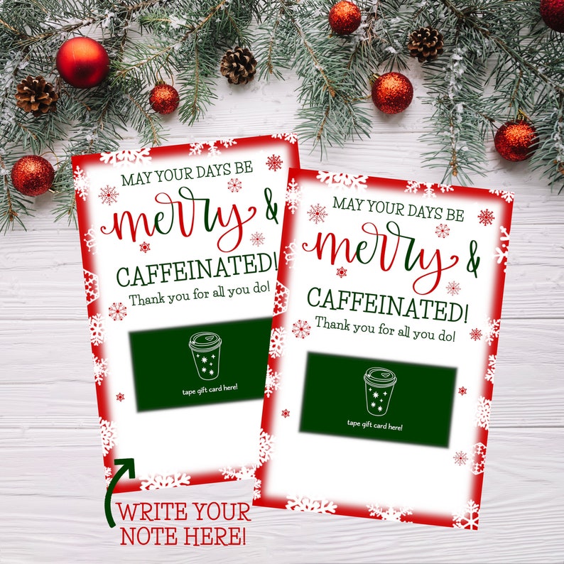 PRINTABLE Gift Card Holder Merry and Caffeinated Coffee - Etsy