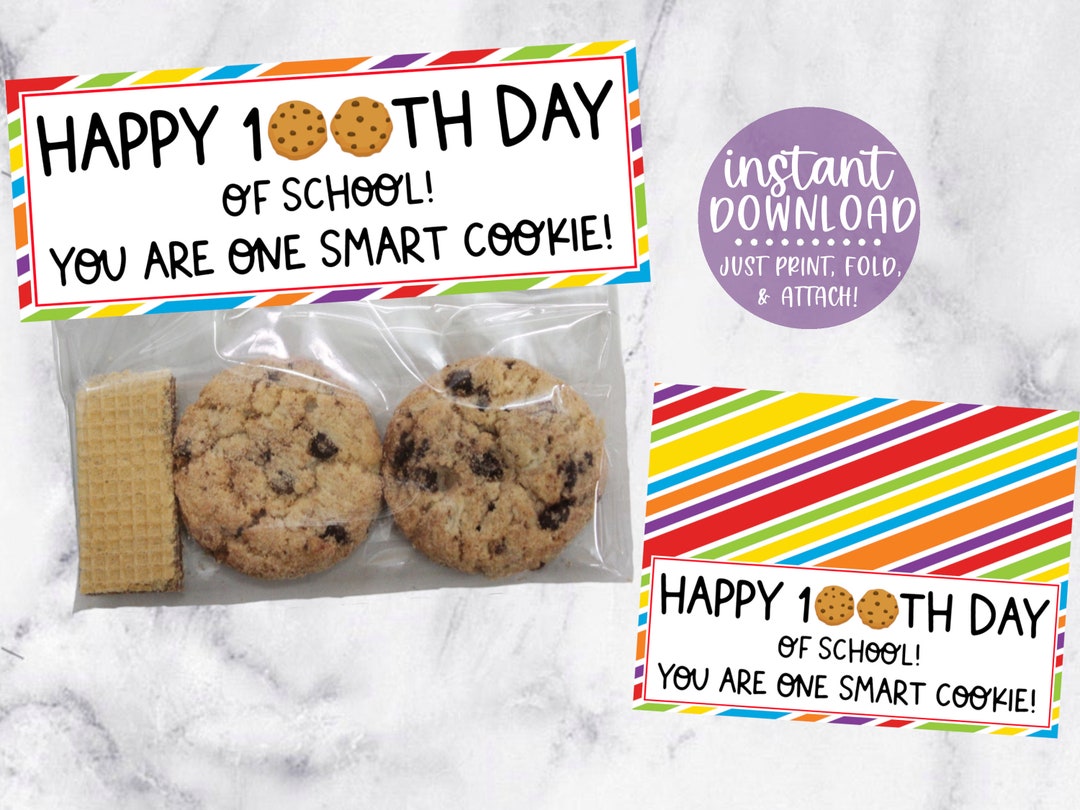 Happy 100th Day of School Bag Topper, One Smart Cookie, 100 Days of ...