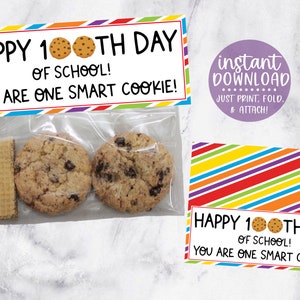 Happy 100th Day of School Bag Topper, One Smart Cookie, 100 Days of ...