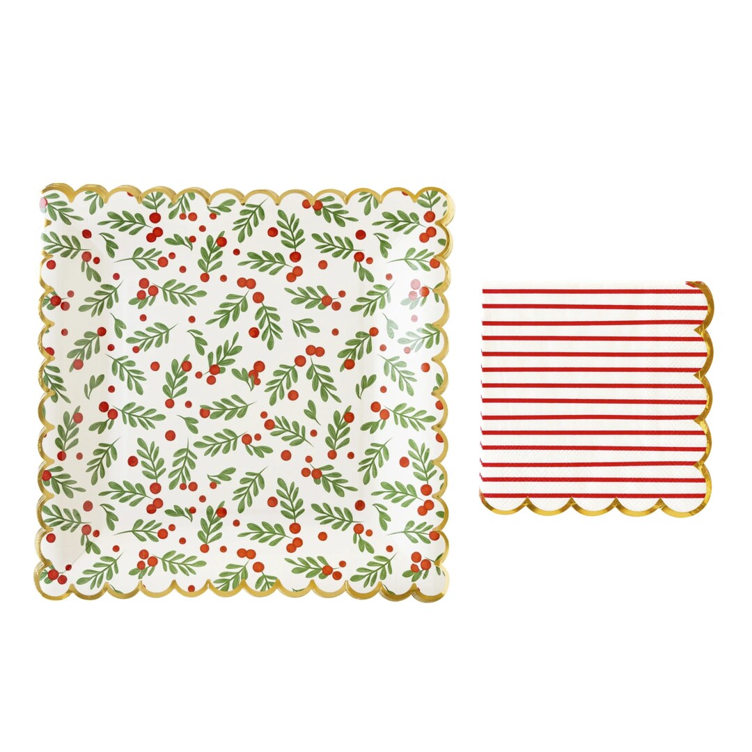 Holly Berry Plates, Christmas Napkins, Holiday Plates and Napkins ...